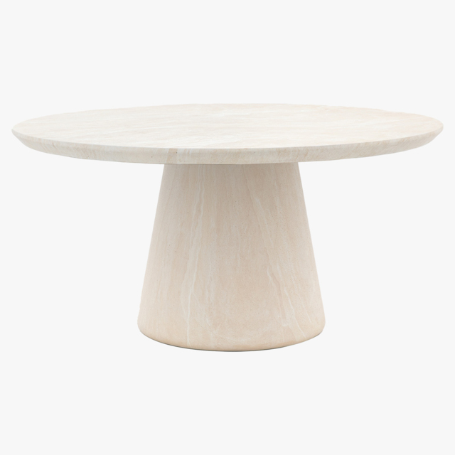 Terrena Round Dining Table in Travertine by Perch & Parrow | ufurnish.com