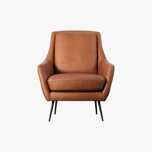 Serenity Brown Leather Armchair by Perch & Parrow | ufurnish.com