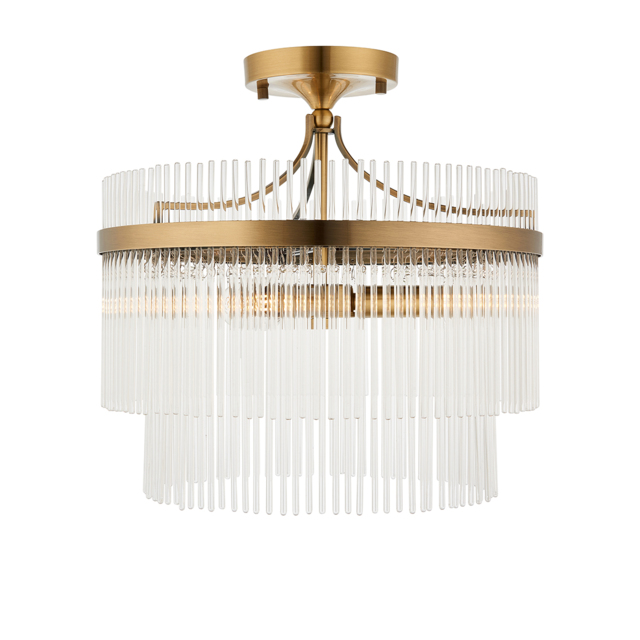 Monica 3-Light Semi Flush in Antique Brass by Perch & Parrow | ufurnish.com