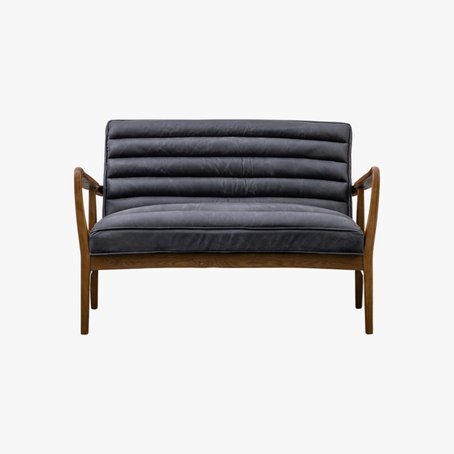 Scott Two-Seater Leather Sofa in Black Graphite by Perch & Parrow ...