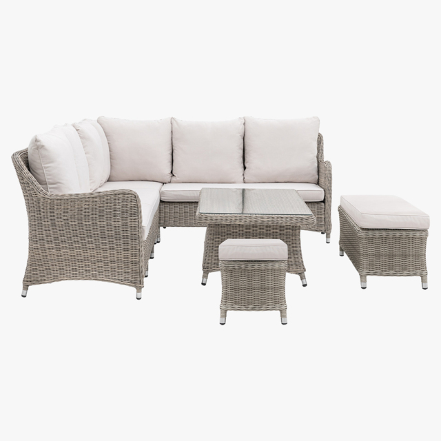 Tropez Corner Dining Set With Rising Table by Perch & Parrow | ufurnish.com