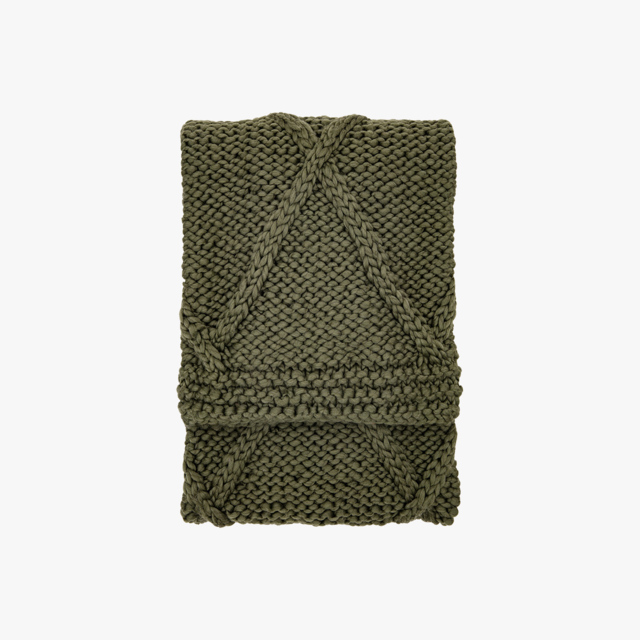 Dorma Cable Knit Throw in Olive by Perch & Parrow | ufurnish.com