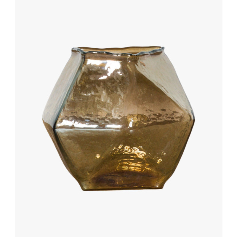 Anahi Grey Faceted Glass Vase, Small by Perch & Parrow | ufurnish.com