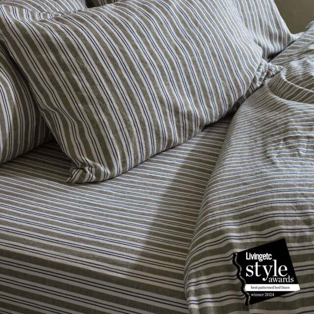 Thyme Somerley Stripe Linen Blend Fitted Sheet - Double - Piglet in Bed ...
