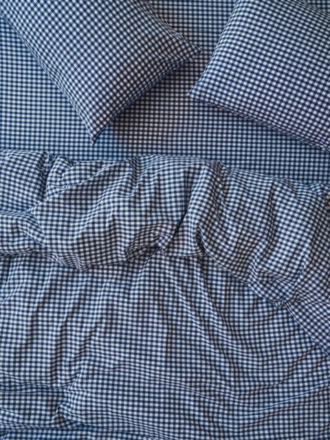 Indigo Small Gingham Cotton Duvet Cover - Single - Piglet in Bed by ...