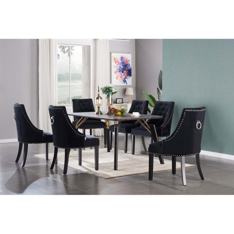 "LUX Dining Table With Chairs Set Table colour: Black, Pack: Set of 4 ...