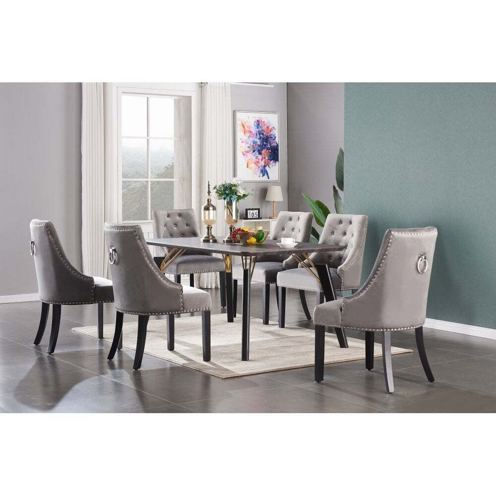 "LUX Dining Table With Chairs Set Table colour: Black, Pack: Set of 4 ...