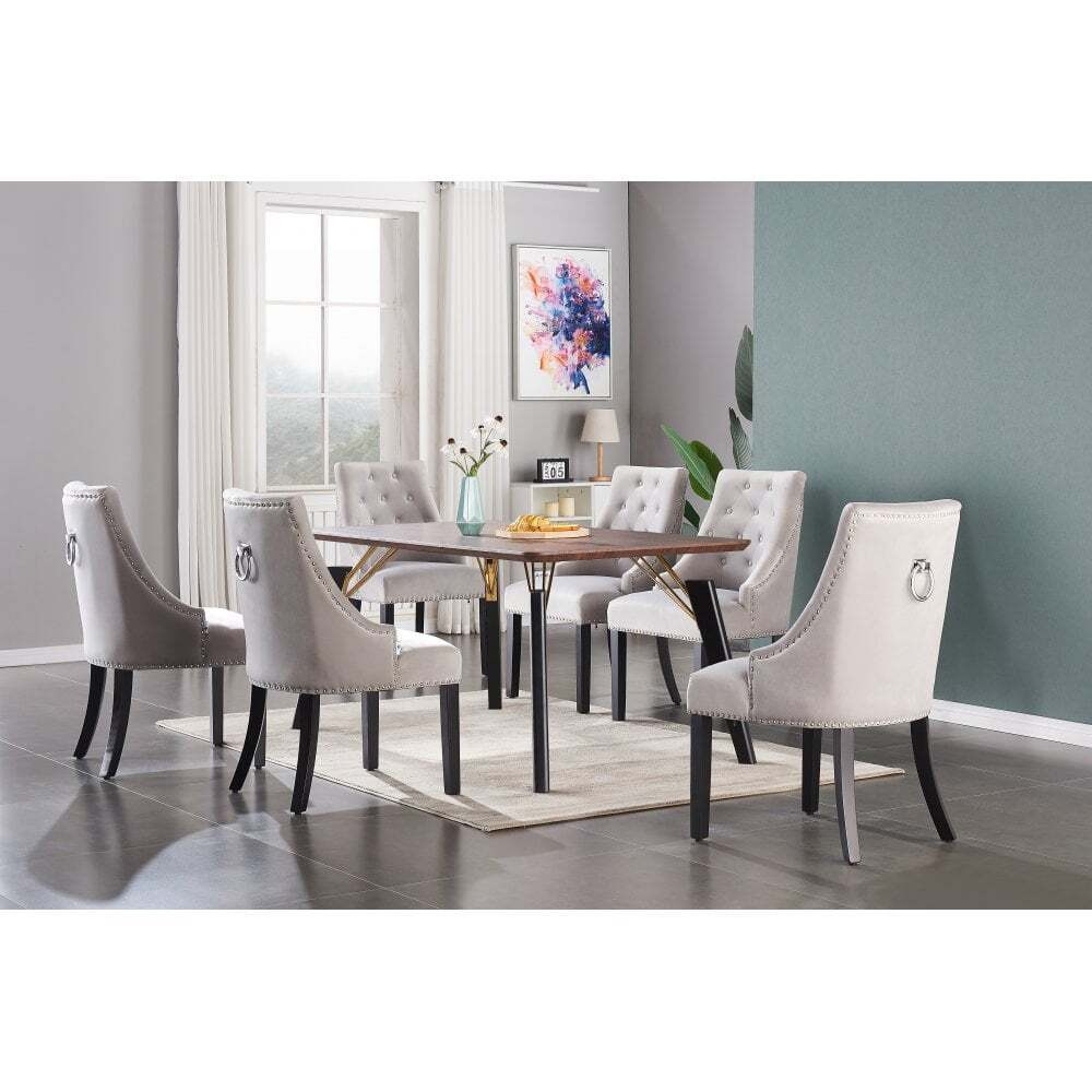 LUX Dining Table With Chairs Set Table colour: Walnut, Pack: Set of 4 ...