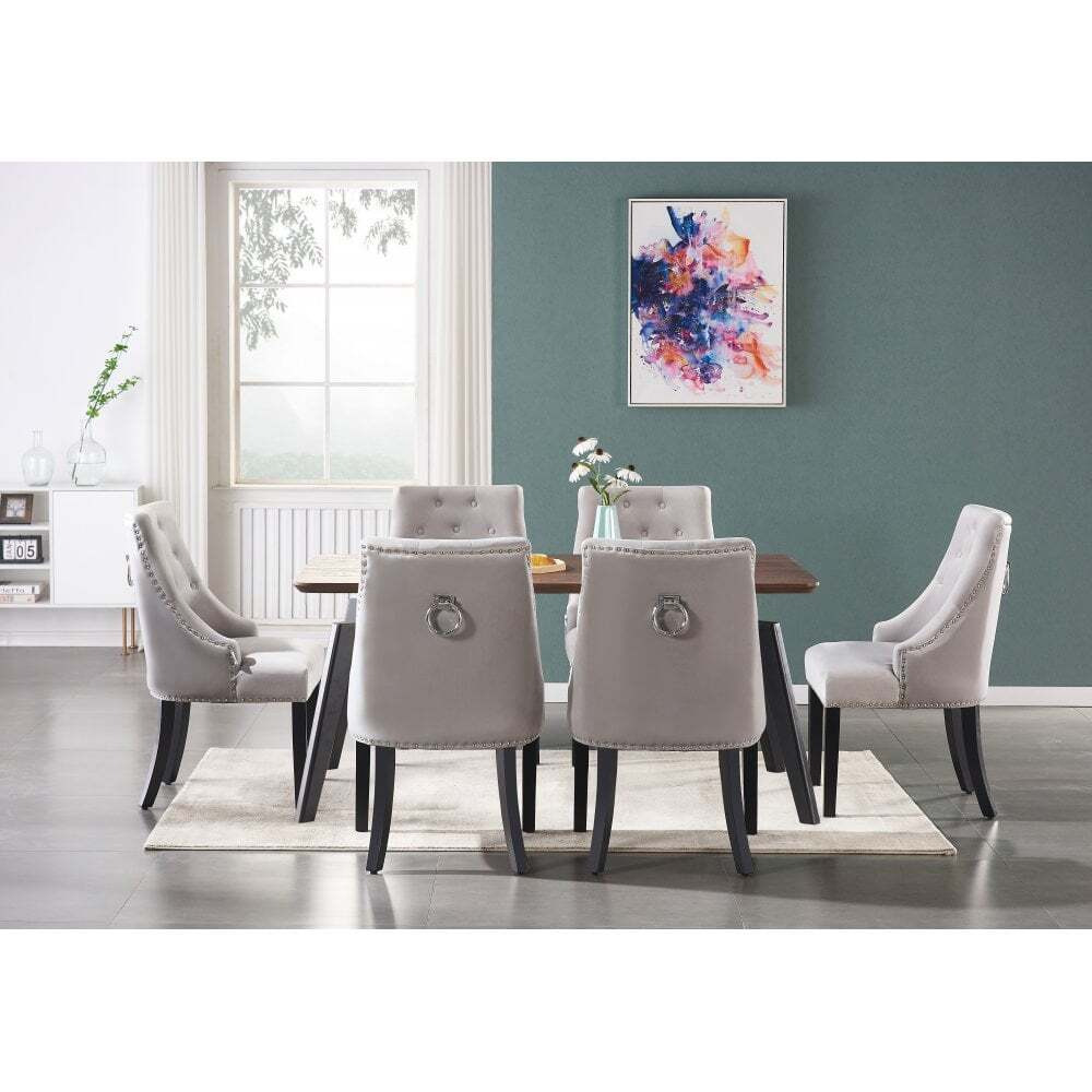 " Windsor Cosmo Lux Dining Set - a Walnut Table and Set of 6 Chairs Col ...
