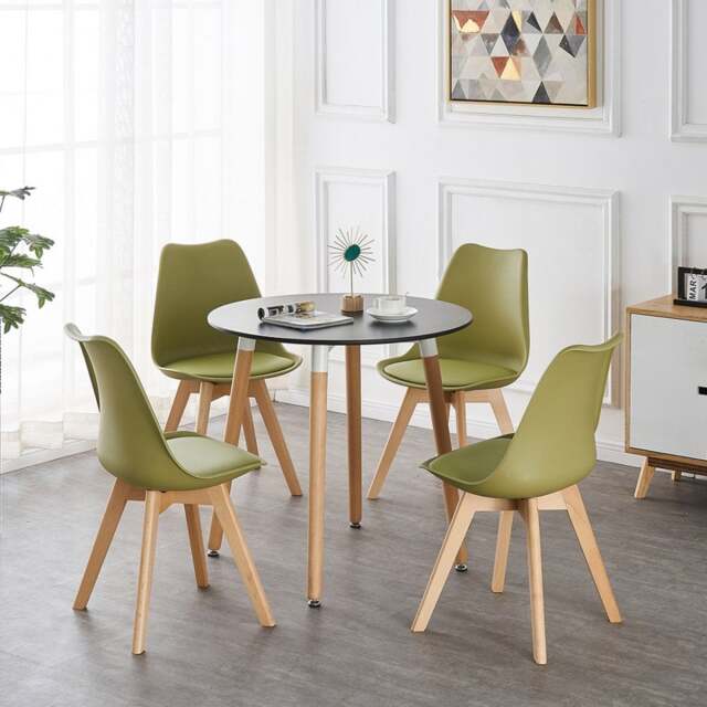 Jamie Halo Round Dining Table Set with 4 Chairs Colour: Lime Green, Ta ...