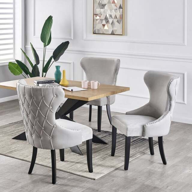 "Mayfair Duke LUX Dining Set Colour: Light Grey, Pack: Set of 4, Table ...