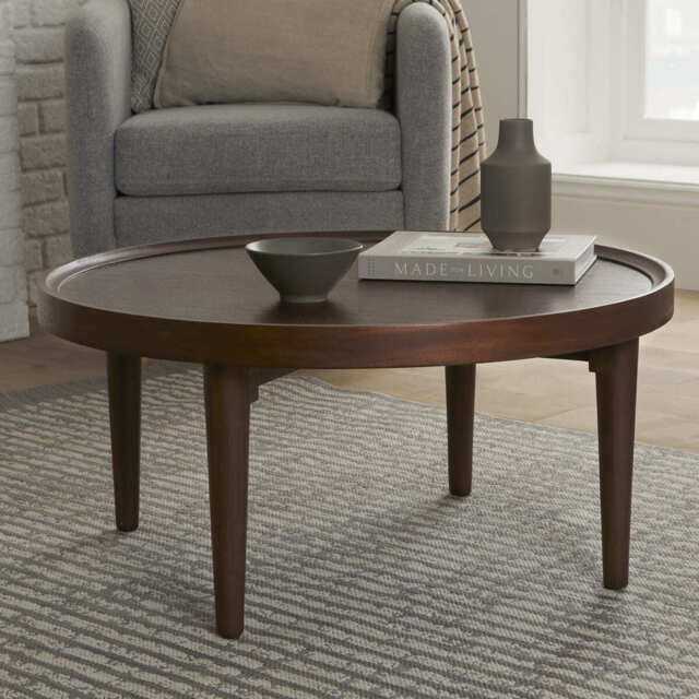 Norway Walnut Round Coffee Table by PN Home | ufurnish.com