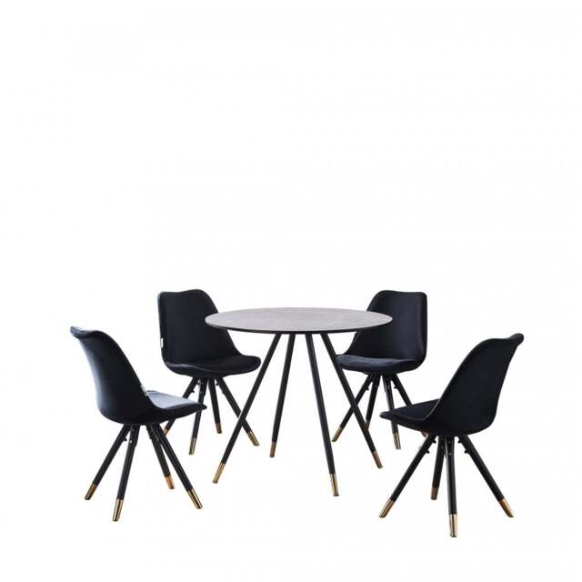 Sofia Dorchester LUX Dining Set Colour: Black, Table colour: Grey by PN Home | ufurnish.com