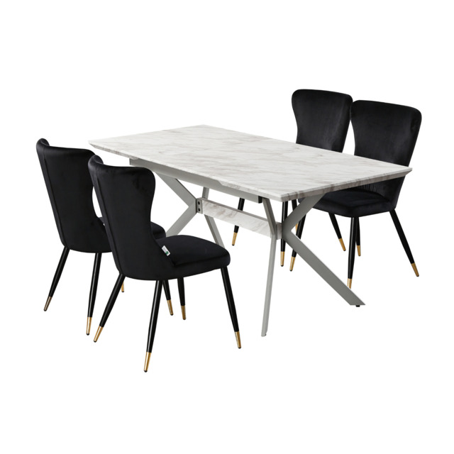 5PCs Dining Set - a Blaze LUX Extendable Dining Table & Set of 4 Black ...