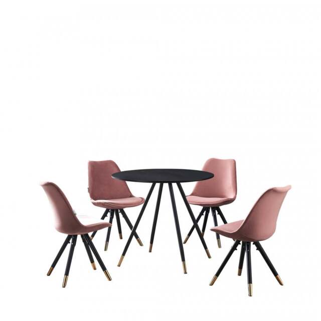 Sofia Dorchester LUX Dining Set Colour: Pink, Table colour: Black by PN Home | ufurnish.com