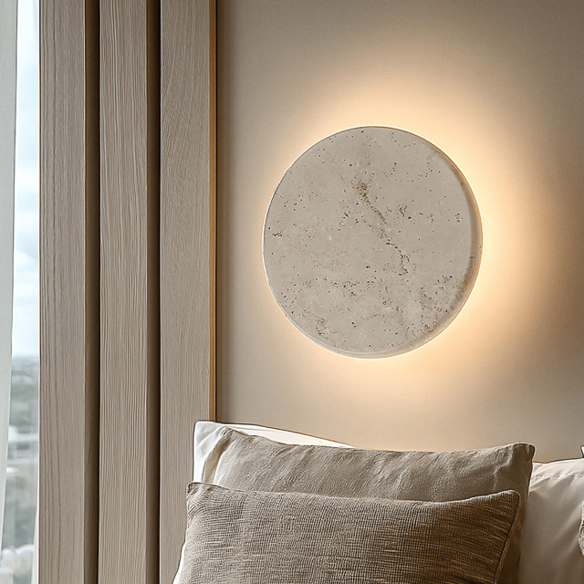 Blanco Medium Round Marble Backlit Wall Light by PN Home | ufurnish.com