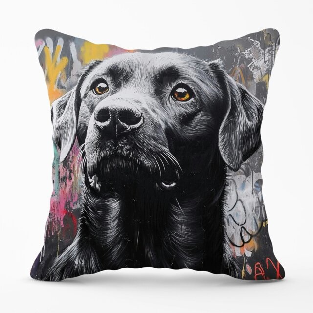 Rackhams Banksy Inspired Black Labrador Cushions - - 33cm x 48cm by ...
