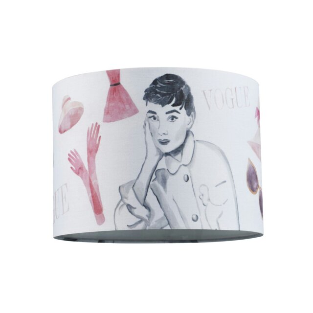 Rackhams Audrey Hepburn Vogue Themed Fabric Lamp Shade with Pink ...