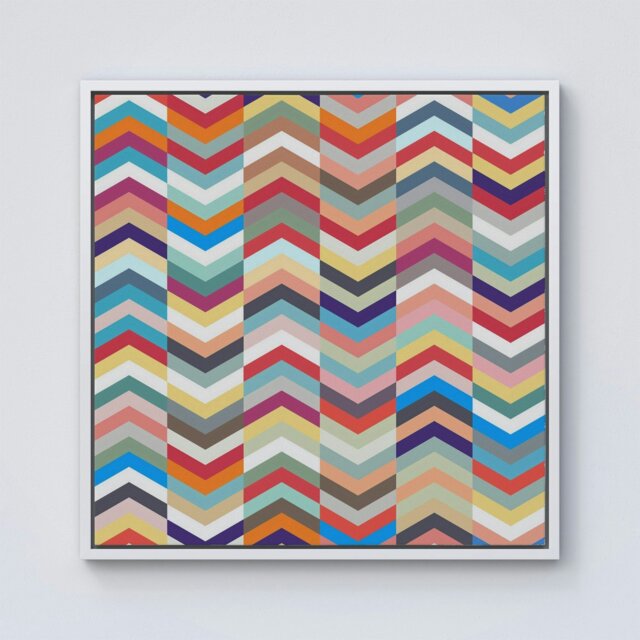 "Rackhams Geometric Multi Colored Chevron Pattern Framed Canvas - - 30 ...