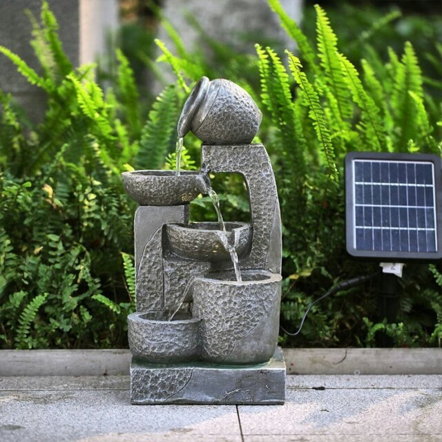 Rackhams Cascade Solar-powered 5 Tier Water Fountain for Outdoors by ...