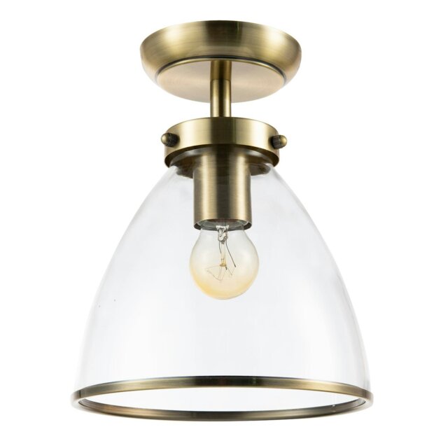 Rackhams Industrial Style Antique Brass Ceiling Lamp Fitting with ...