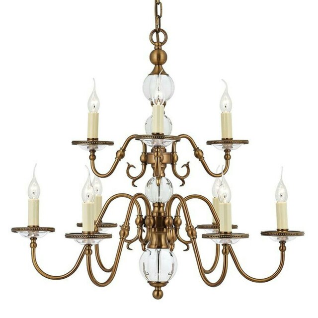 Rackhams Flemish Ceiling Pendant Chandelier Antique Brass & Crystal ...