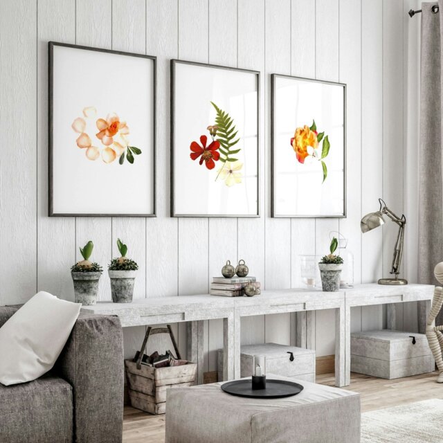 Rackhams Living room print - set of 3 wall art - 16 x 22 inches / 40.65 ...