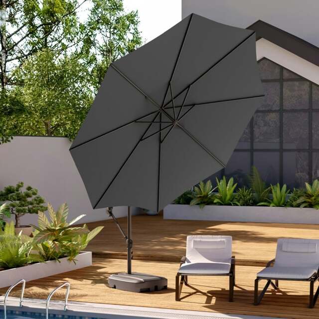 Rackhams 3M Sun Parasol Hanging Banana Umbrella Dark Grey - Rectangle ...