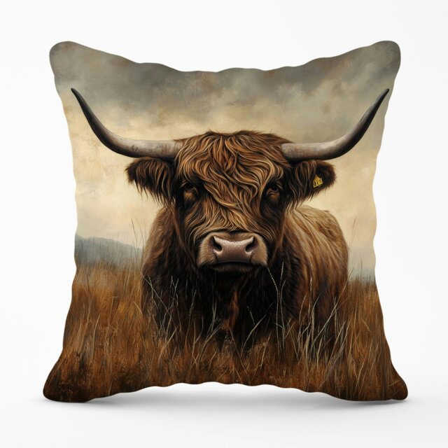 Rackhams Bronze Effect Highland Cow Cushions - - 60cm x 60cm by ...