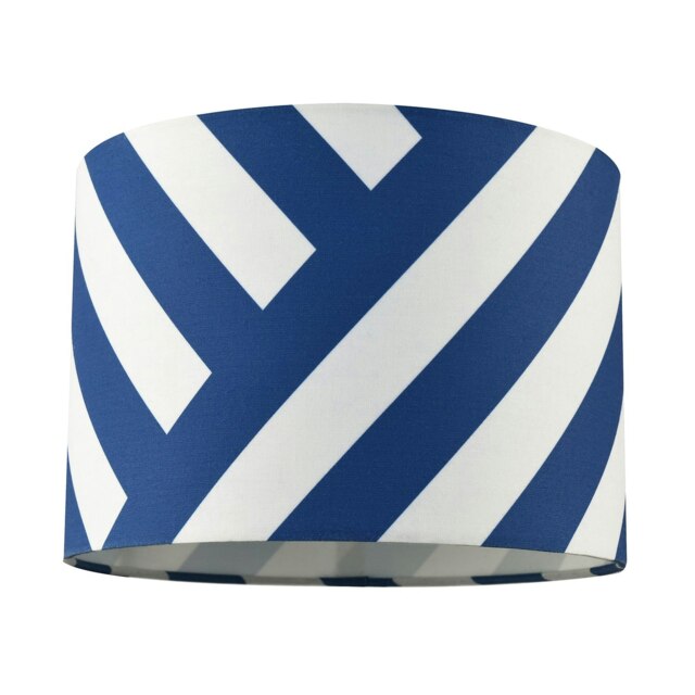 Rackhams Midnight Blue and White Coastal Feel Lamp Shade with Diagonal ...
