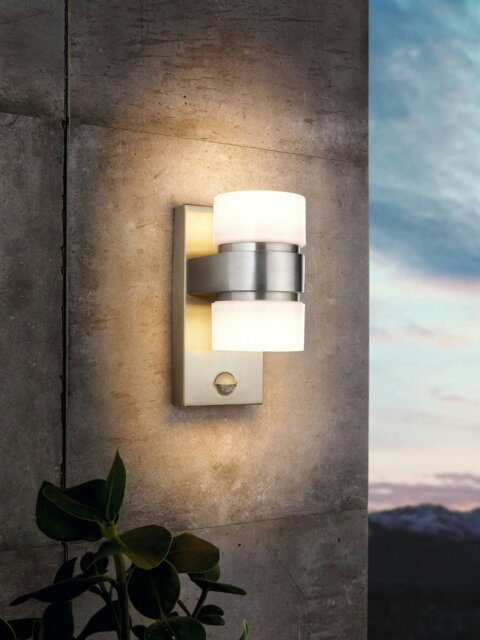 Rackhams Atollari LED 2-Light Silver Exterior Wall Light - Stainless ...