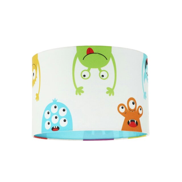 Rackhams Funny Monsters Kid's Lamp Shade with Sky Blue Inner and Multi ...