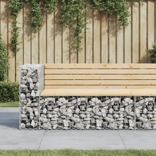 Rackhams Garden Bench Gabion Design 122x71x65.5 cm Solid Wood Pine by ...