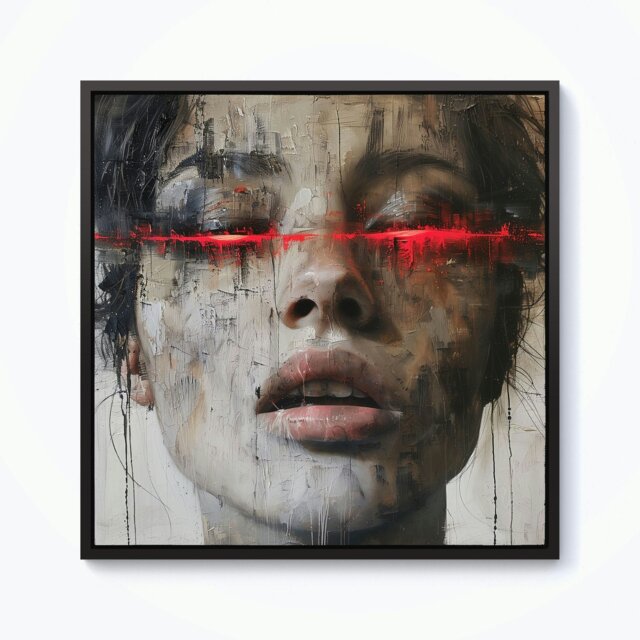 "Rackhams Abstract Face In Motion Framed Canvas - - 10"" x 10"" - Black ...