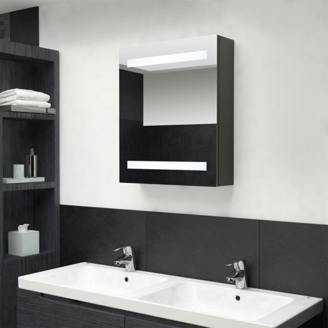 Rackhams LED Bathroom Mirror Cabinet Anthracite 50x14x60 cm ...