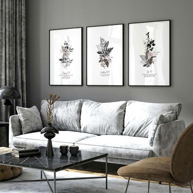 Rackhams Christian artwork - Set of 3 framed wall art - A4 8.27 x 11.69 ...