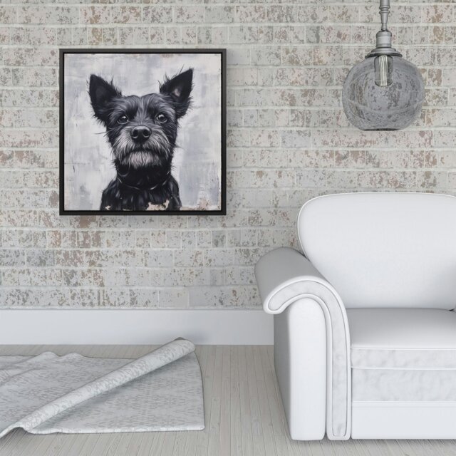 "Rackhams Banksy Inspired Little Terrier Dog Framed Canvas - - Black ...