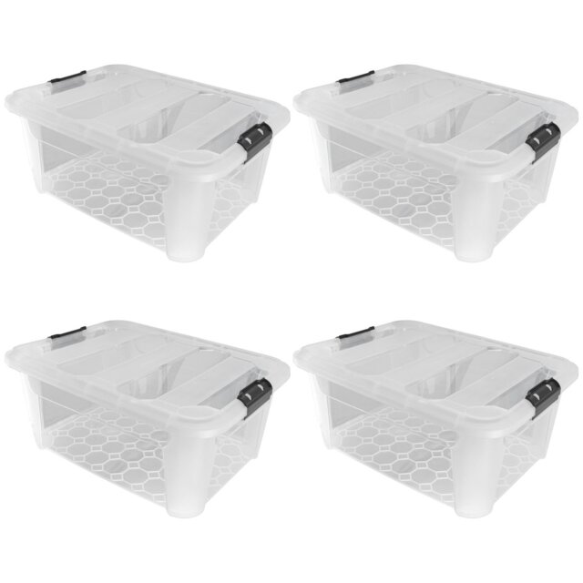 Rackhams Plastic Secure Clip Lidded Storage Box, Stackable & Nestable ...