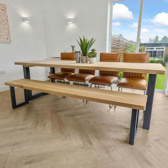 Rackhams Bespoke Collection - Solid Oak Dining Table - Chunky U Base - L240cm X W110cm (8-10 ...