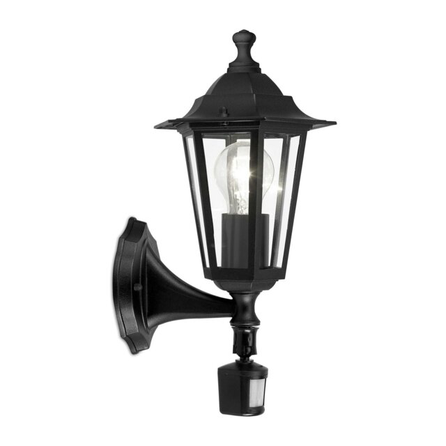 Rackhams Loops IP44 Outdoor Wall Light & PIR Sensor Black Aluminium ...