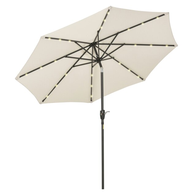 Rackhams Φ2.7m Garden 24 LED Light Parasol Solar Outdoor Tilt Sun ...