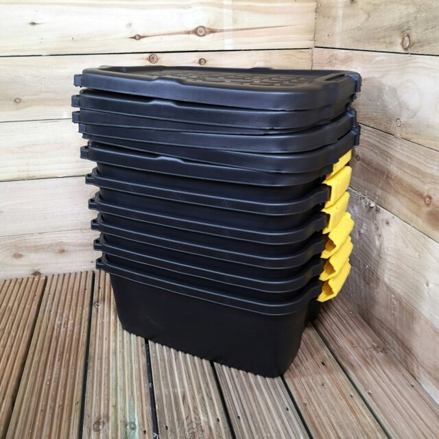 Rackhams 6 x 24L Heavy Duty Storage Boxes, Sturdy, Lockable, Stackable ...