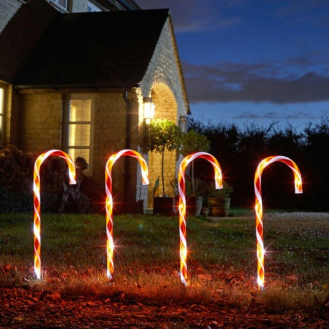Rackhams 50cm Set of 8 Large Christmas Candy Cane Garden Path Lights ...