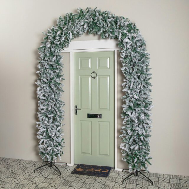 Rackhams 8ft (2.55m) Samuel Alexander Single Door Snow Flocked ...