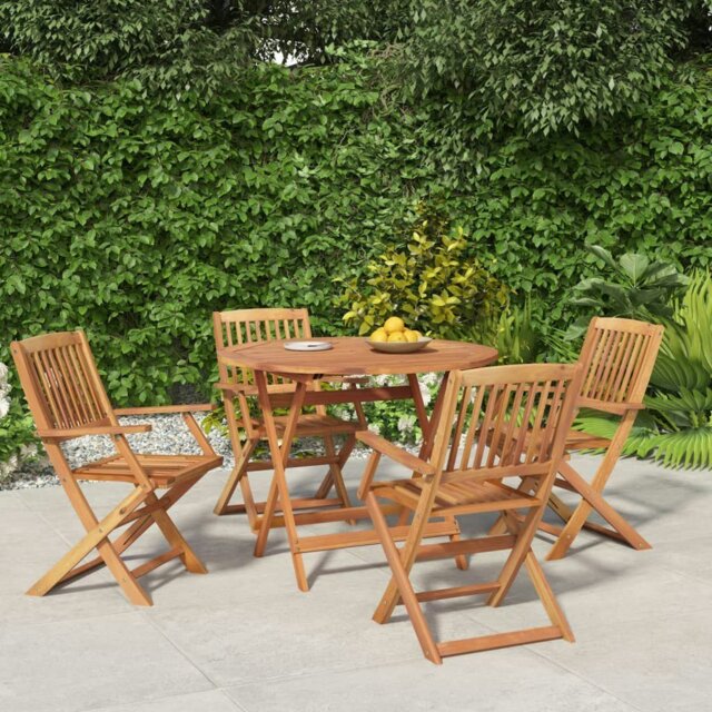 Rackhams 5 Piece Garden Dining Set Solid Wood Acacia - Brown - Solid ...