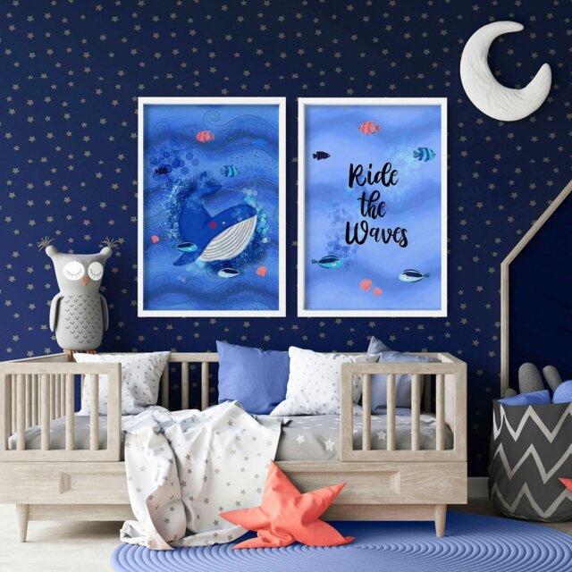 Rackhams Ocean artwork - set of 2 wall art for Nursery - 20 x 30 in ...