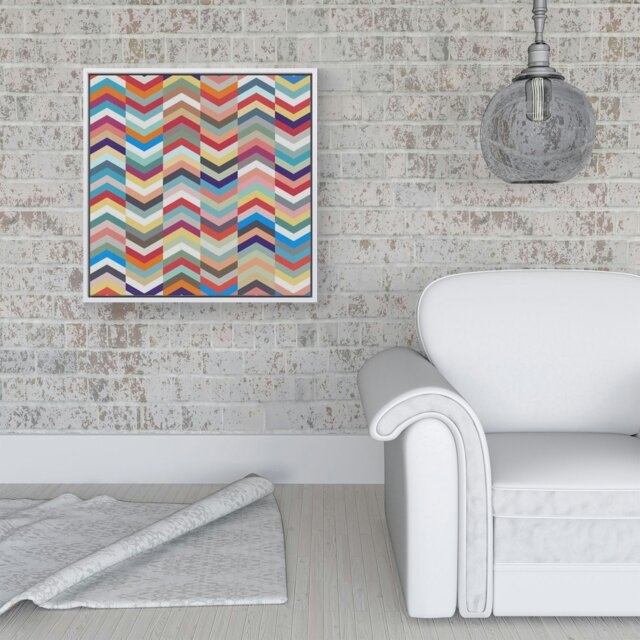 "Rackhams Geometric Multi Colored Chevron Pattern Framed Canvas - - 16 ...