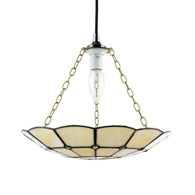 Rackhams Traditional Circular Amber Stained Glass Tiffany Pendant Shade ...