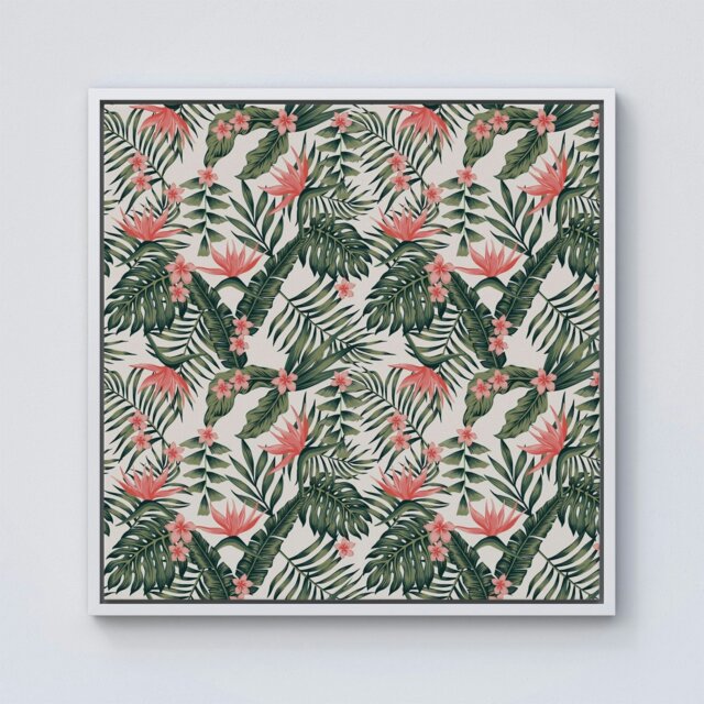 "Rackhams Dark Tropical Green Leaves Framed Canvas - - 30"" x 30 ...