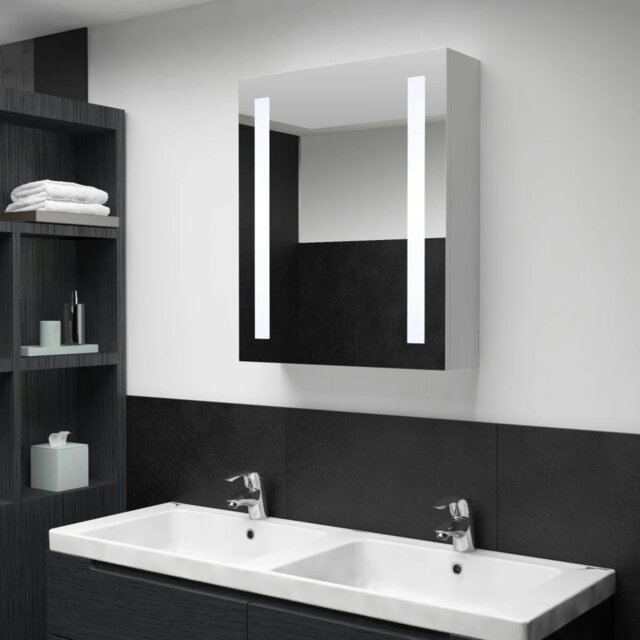 Rackhams LED Bathroom Mirror Cabinet 50x13x70 cm - White - MDF in ...